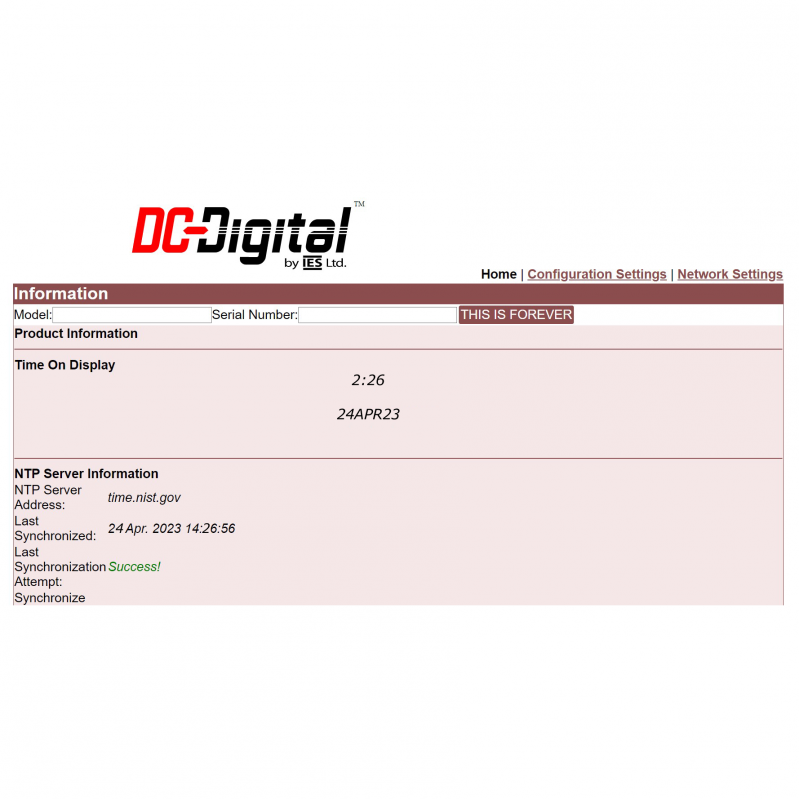 (DC-25ALN-Date-406-Time-POE-STAINLESS-FLUSH) Network NTP 2.3 Inch LED ...